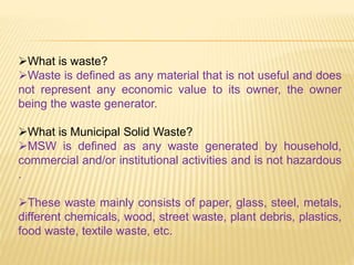 Thermal treatment of msw and energy recovery | PPT