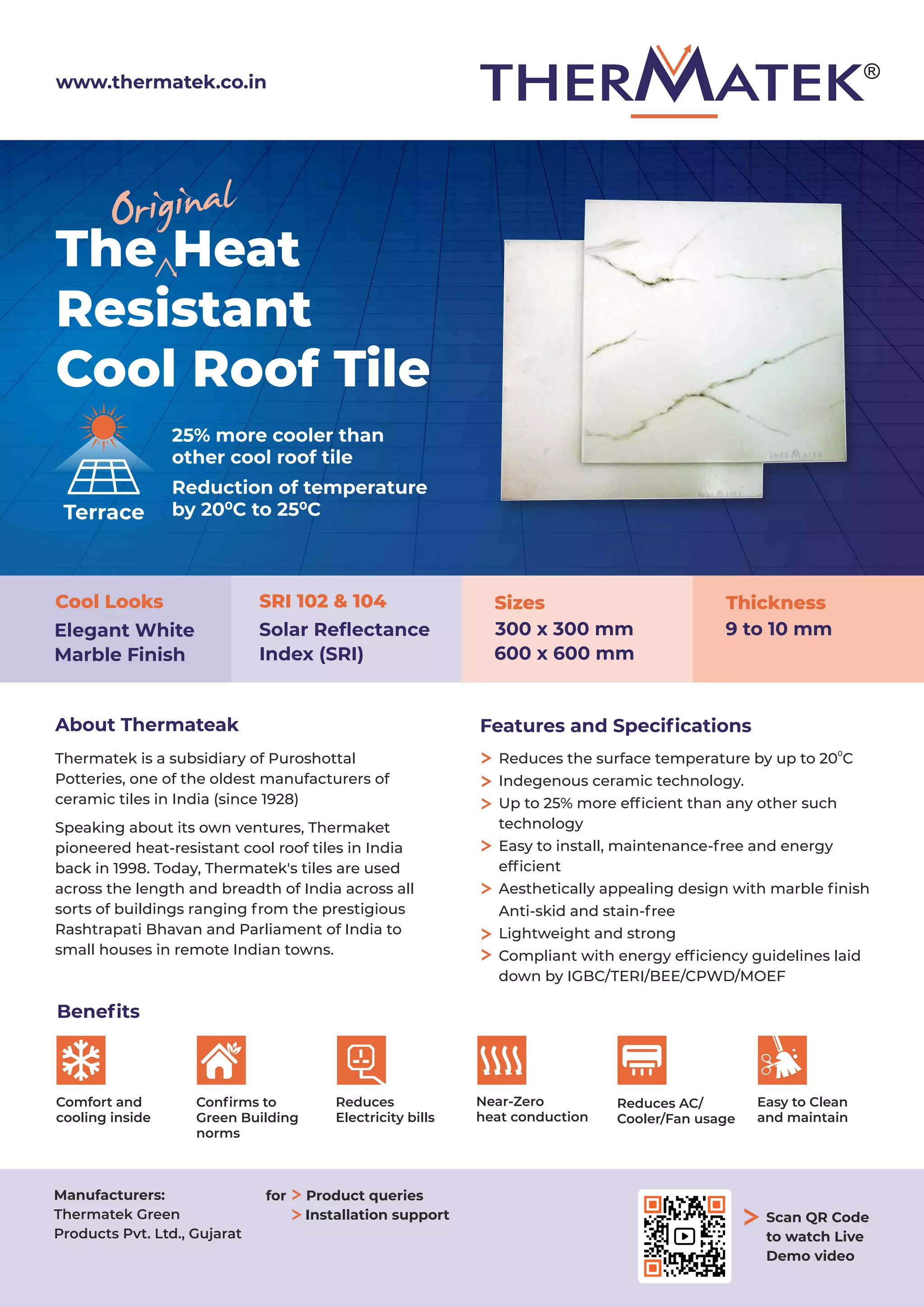 Cool Roof Heat Resistant Tiles Ceramic Tiles from Thermatek India | PDF