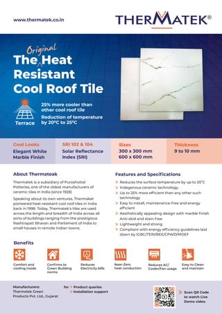 Cool Roof Heat Resistant Tiles Ceramic Tiles from Thermatek India | PDF