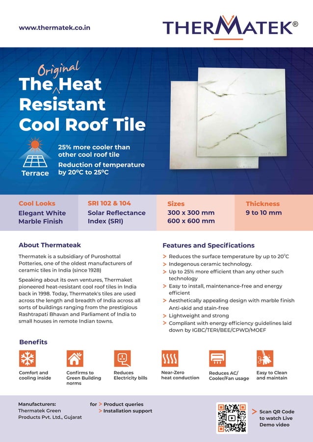 Cool Roof Heat Resistant Tiles Ceramic Tiles from Thermatek India | PDF