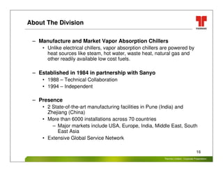 Thermax Cooling - VAM chiler | PDF