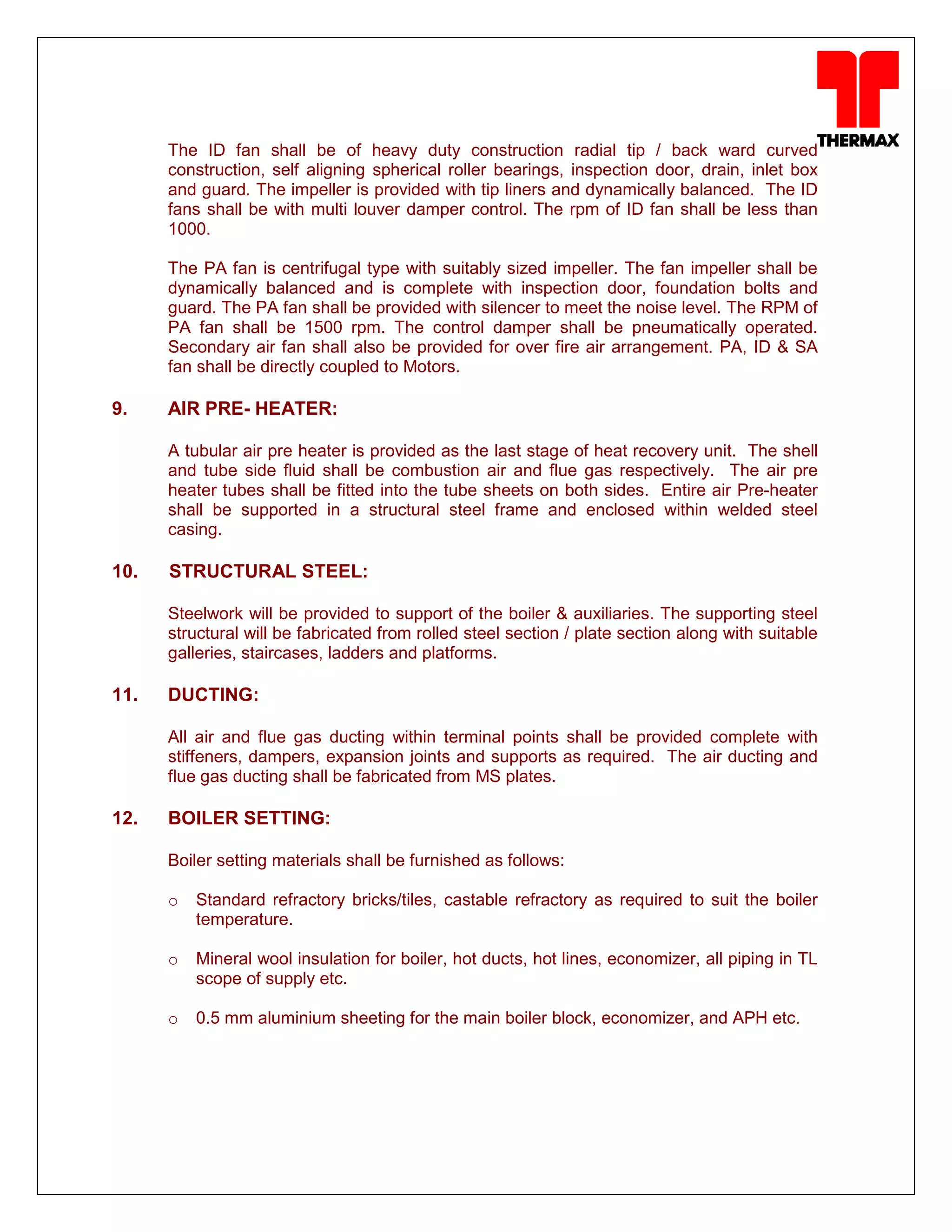 Thermax IR CFBC BOILER U BEAM TYPE | PDF