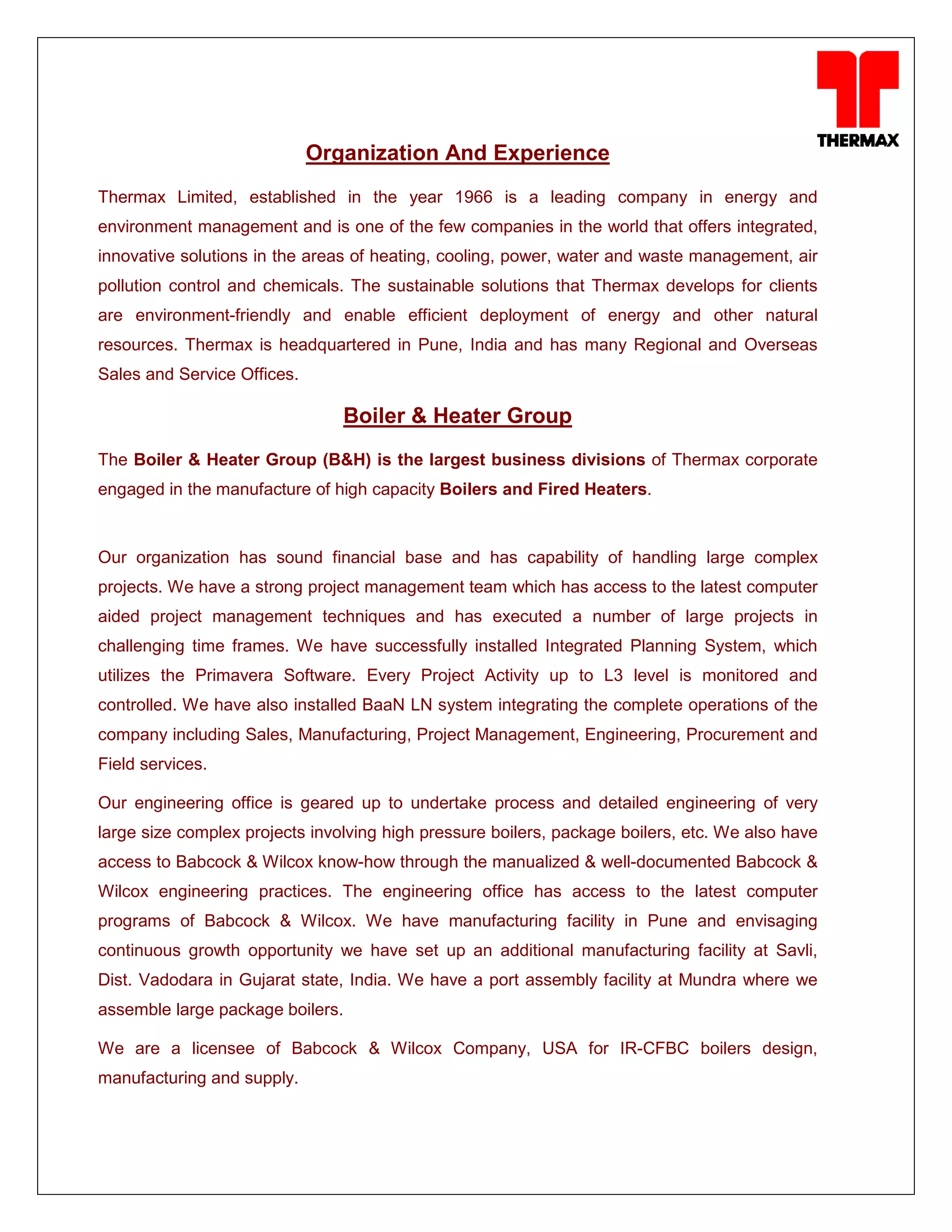 Thermax IR CFBC BOILER U BEAM TYPE | PDF