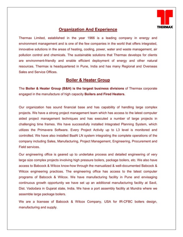 Thermax IR CFBC BOILER U BEAM TYPE | PDF | Home Appliances | Home & Garden