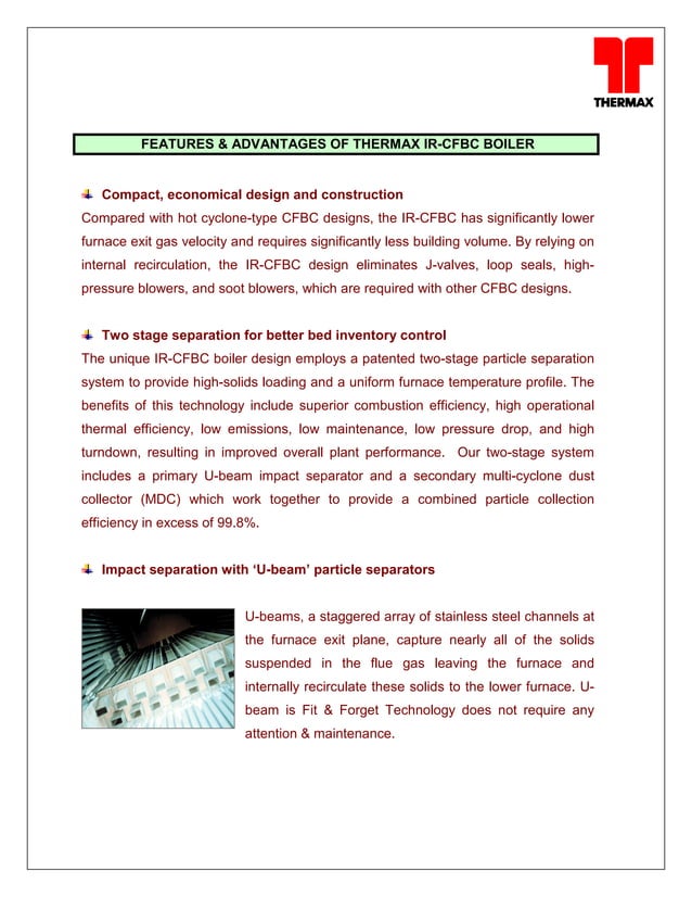 Thermax IR CFBC BOILER U BEAM TYPE | PDF | Home Appliances | Home & Garden