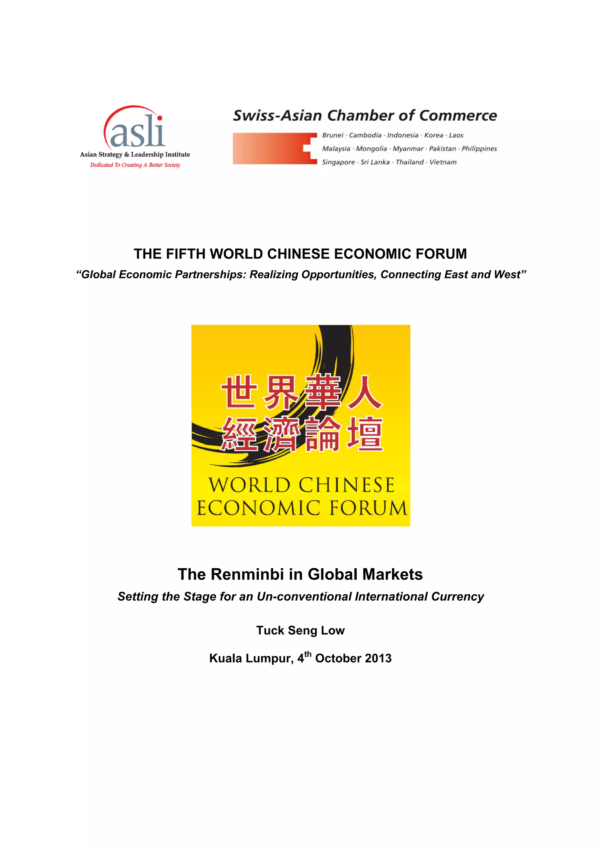 The RMB in Global Markets | PDF