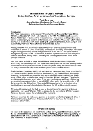 The RMB in Global Markets | PDF