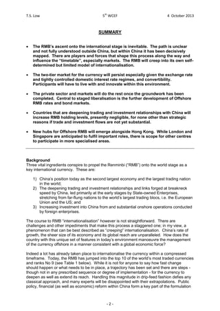 The RMB in Global Markets | PDF