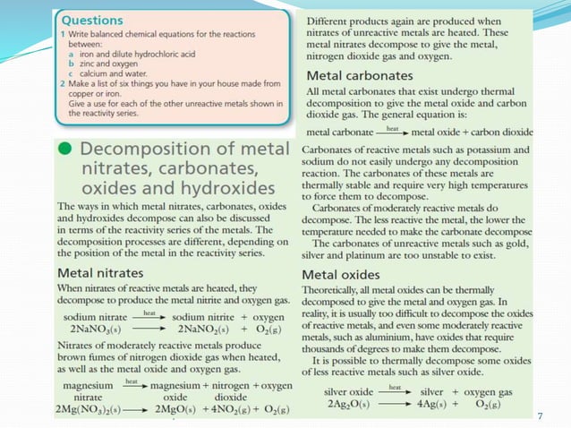 Therm decomposition to extrxn of metals | PPT