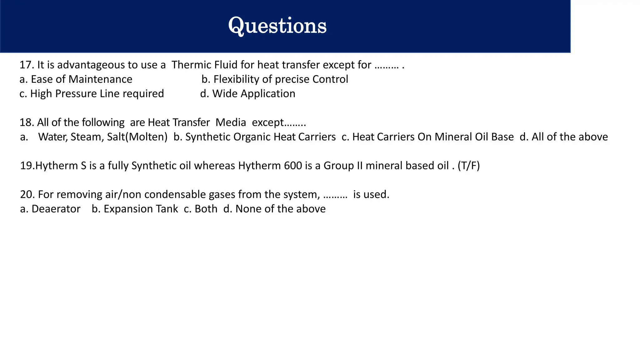 Thermic fluids properties and comparison of commercial thermic fluids ...