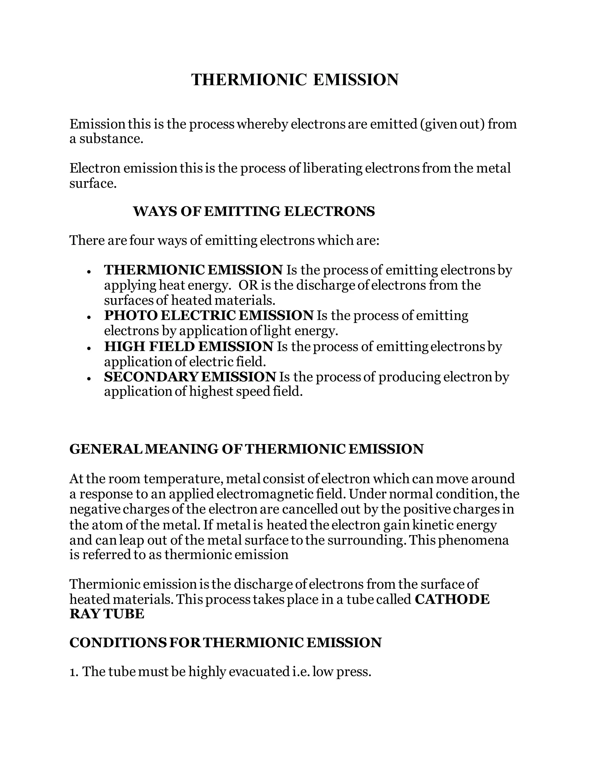 Thermionic emission | DOCX