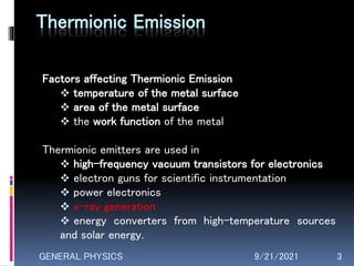 Thermionic & Photoelectric Emission | PPTX