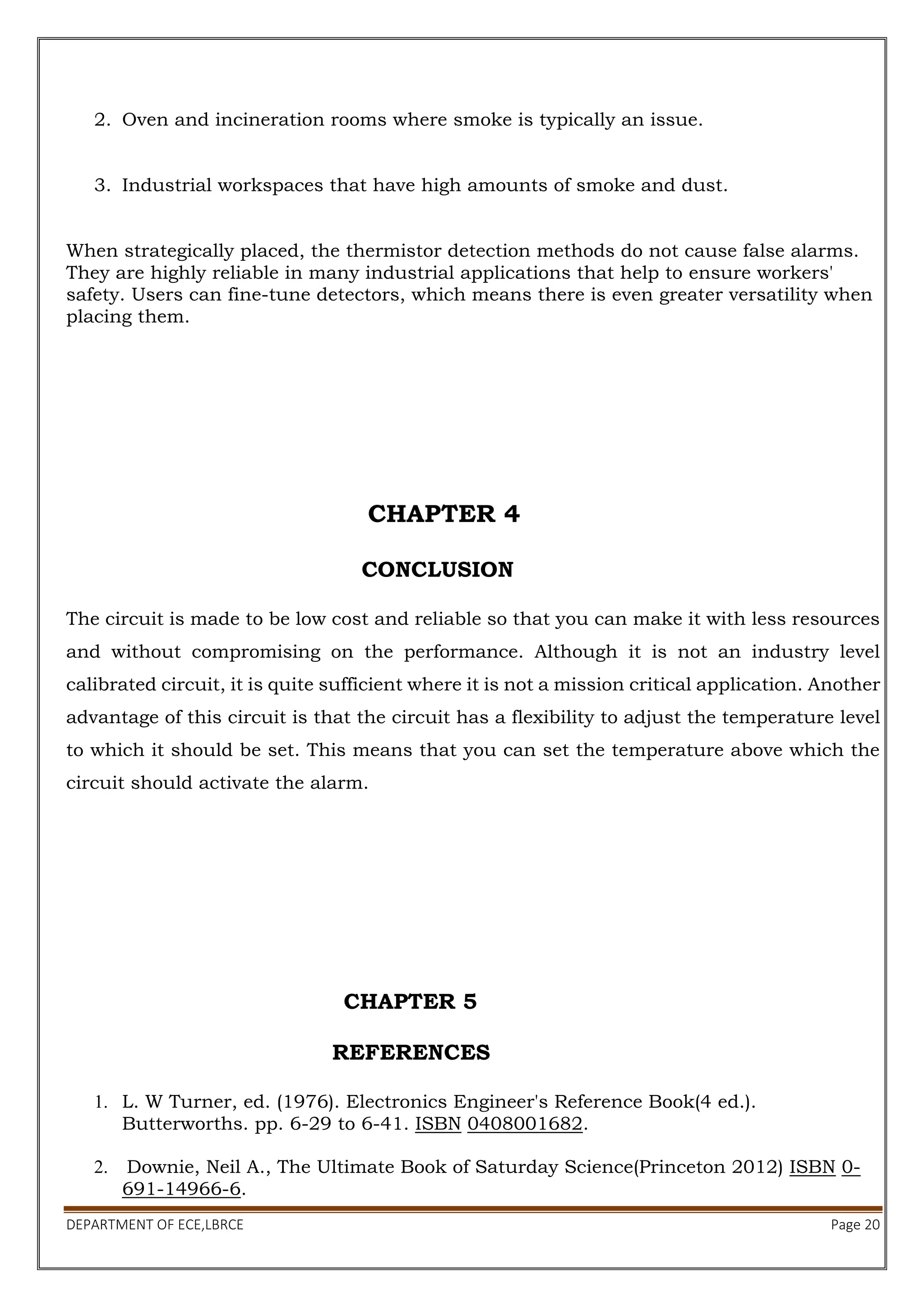 Thermistor temperature sensing alarm report | PDF