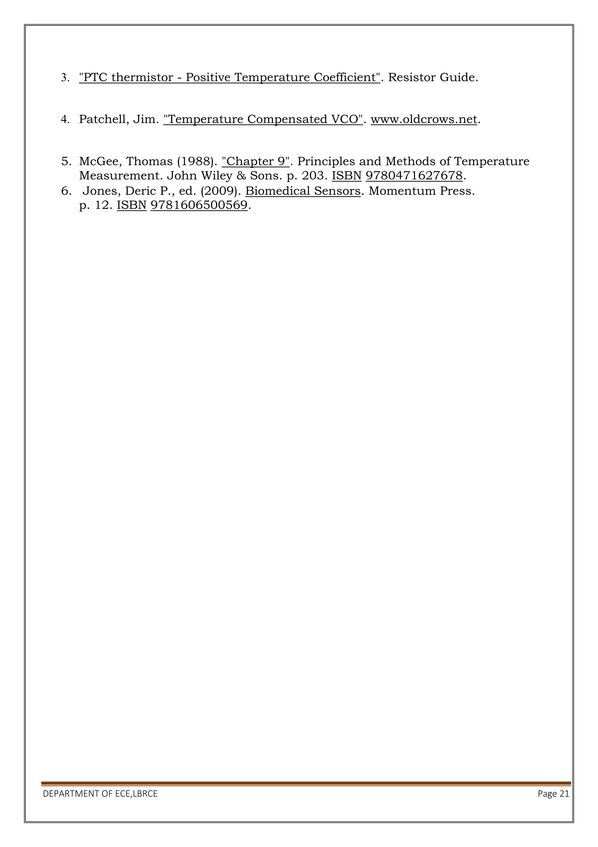 Thermistor temperature sensing alarm report | PDF