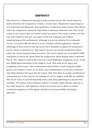 Thermistor temperature sensing alarm report | PDF