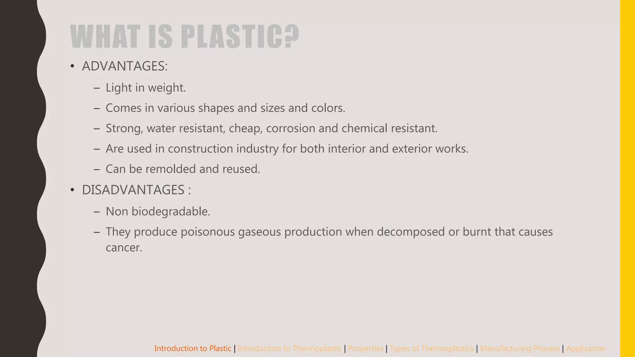 Thermoplastic and its Application | PPTX