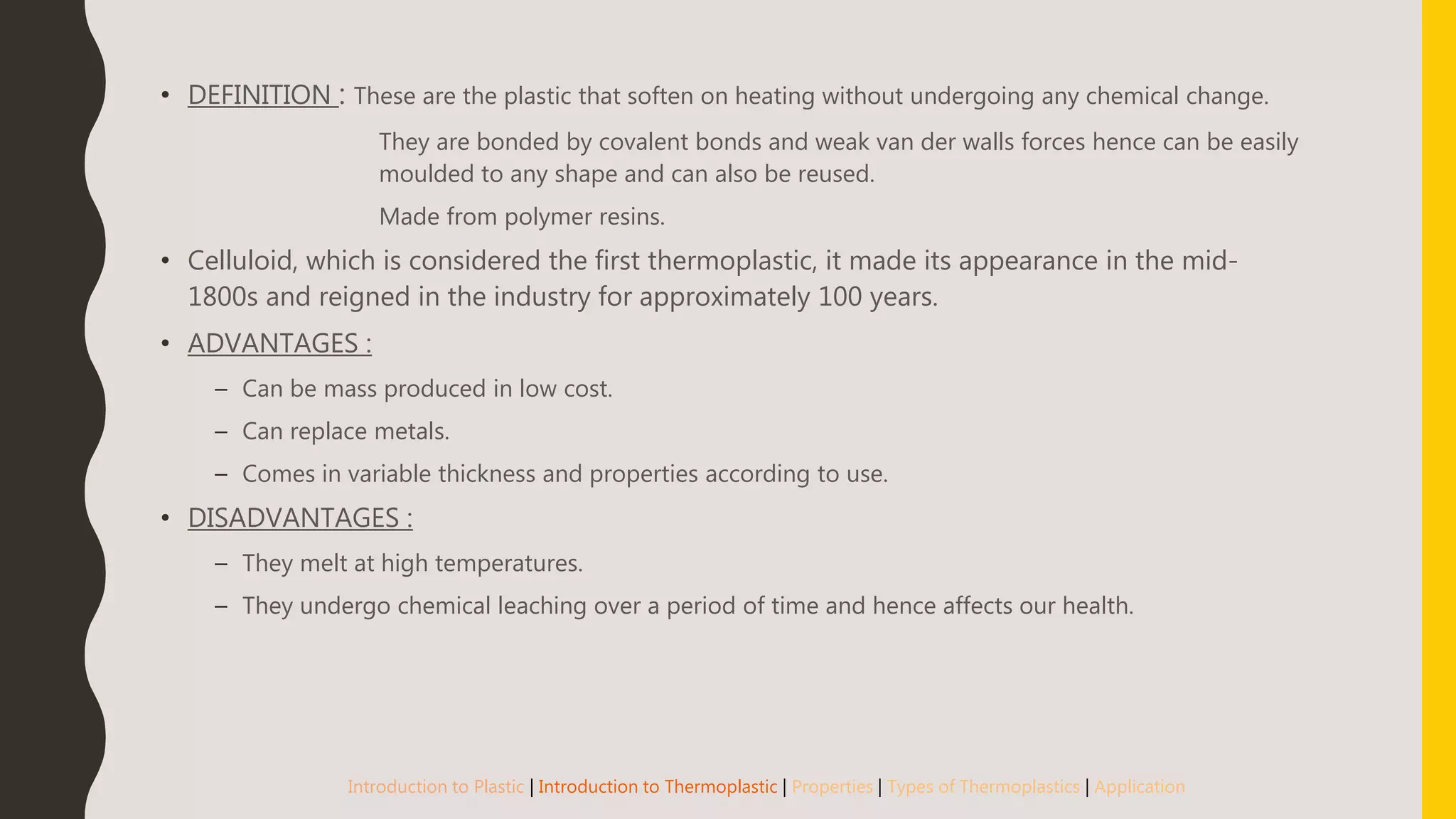 Thermoplastic and its Application | PPTX