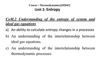 Thermodynamics Course Objective and Course Outcomes | PPTX