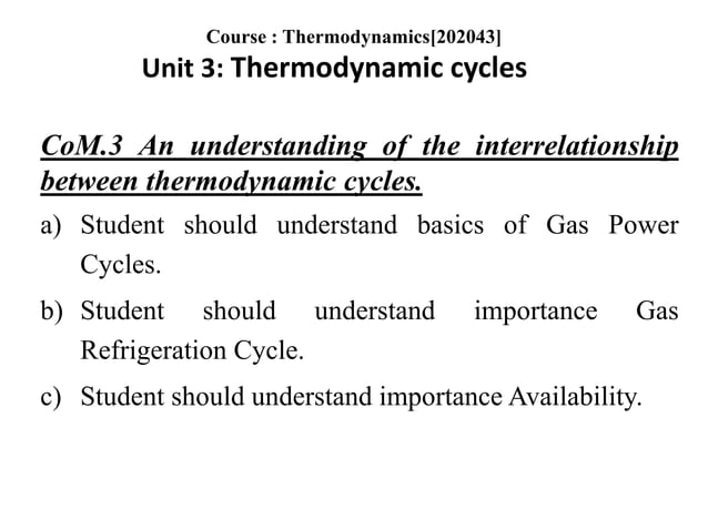Thermodynamics Course Objective and Course Outcomes | PPTX