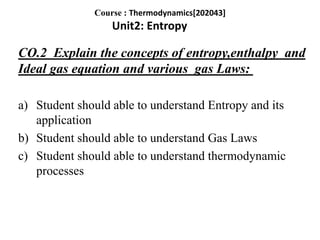 Thermodynamics Course Objective and Course Outcomes | PPTX