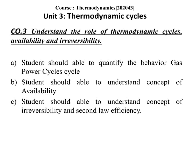 Thermodynamics Course Objective and Course Outcomes | PPTX