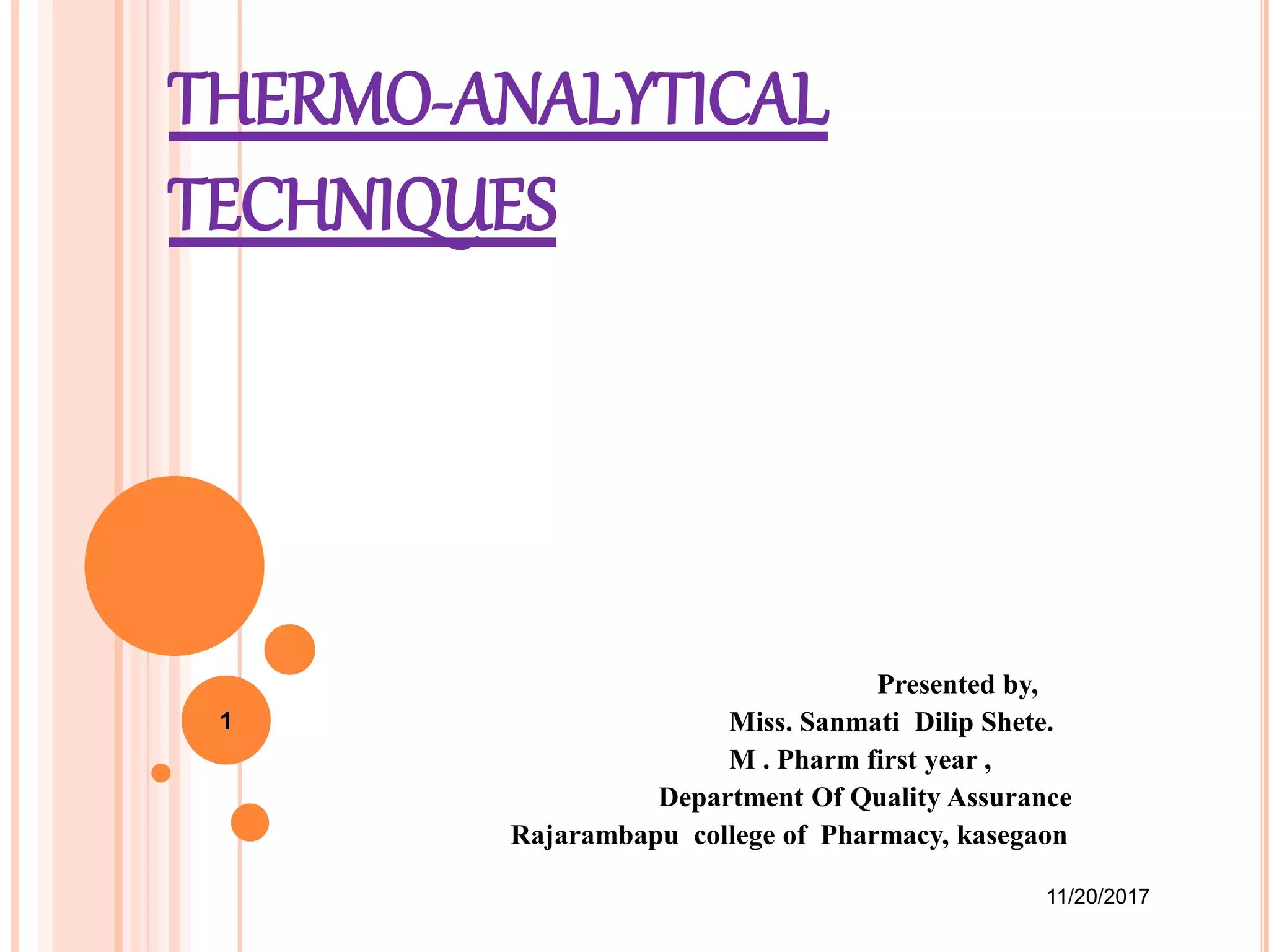 Thermoanalytical Techniques | PPTX