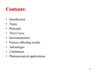 Thermo gravimetric analysis(tga) | PPTX