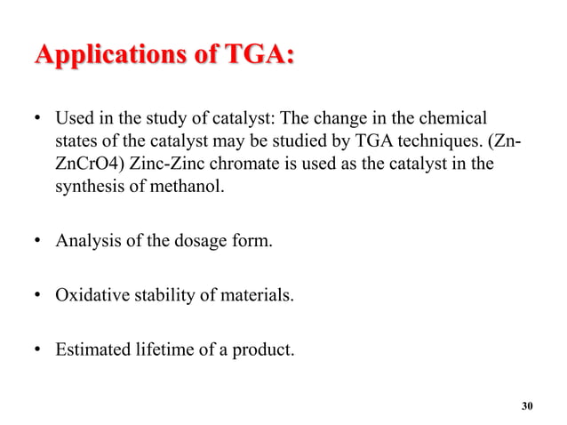 Thermo gravimetric analysis(tga) | PPTX | Chemistry | Science