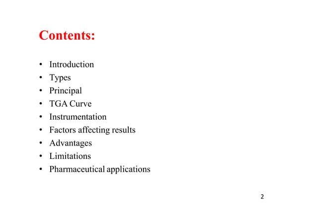 Thermogravimetric analysis (TGA) By Thermogravimetric analysis(TGA) by Vikram University, Ujjain ...