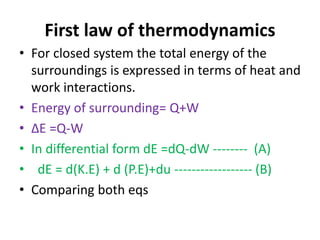 First Law Of Thermodynamics Differential Form