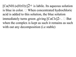 Thermodynamic and Kinetic aspects of metal complexes. | PPT