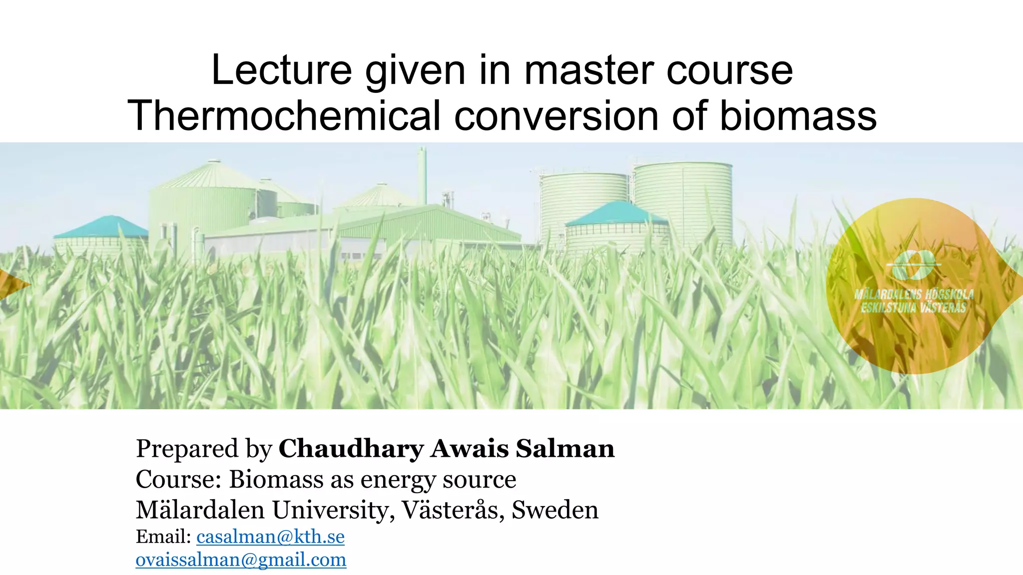 Thermochemical conversion of biomass | PDF