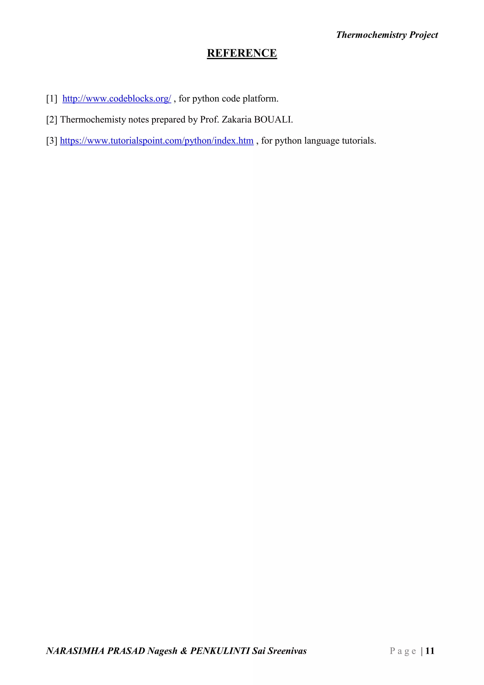 Thermochemical study of Energy associated with reactions using python ...