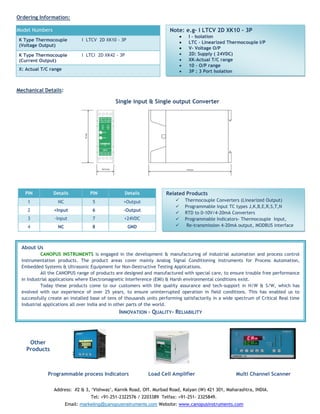 Thermocouple transmitter 4-20ma - Canopus Instruments | PDF
