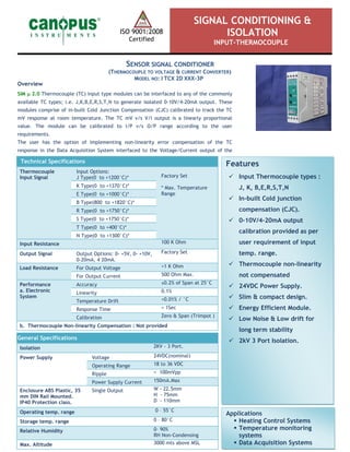 Thermocouple Signal Converter - Canopus Instruments | PDF | Physics ...