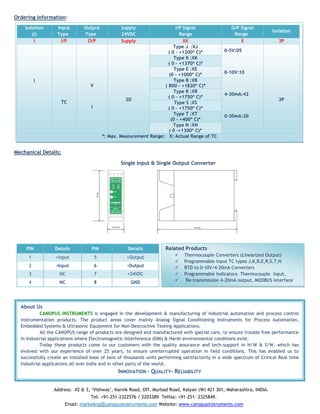 Thermocouple Signal Converter - Canopus Instruments | PDF | Physics | Science