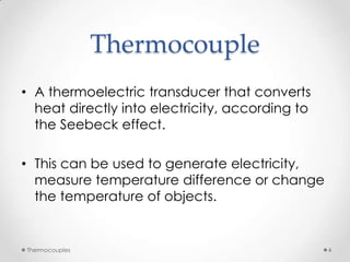 Thermocouple as a Transducer | PPTX