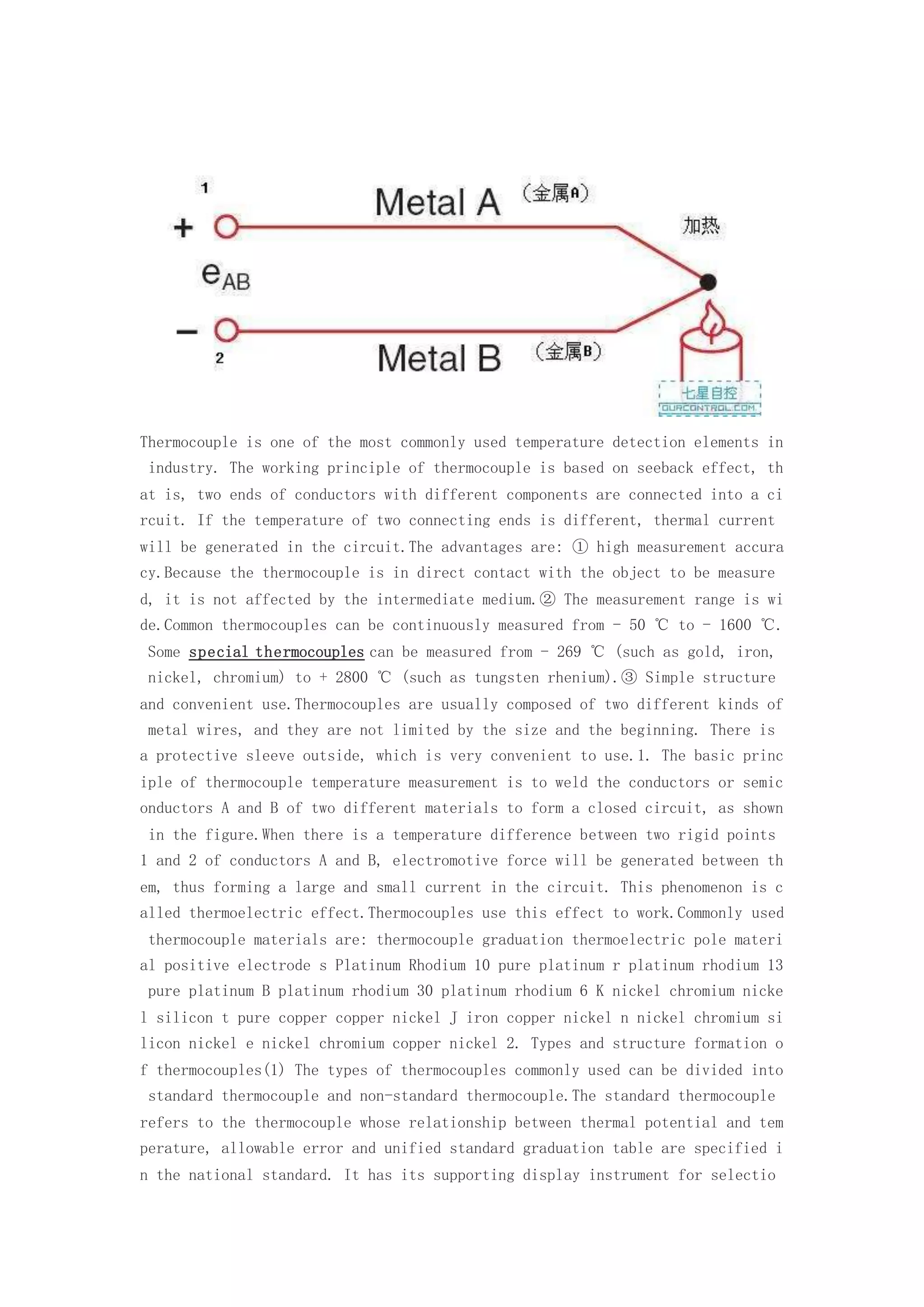 Thermocouple temperature measurement principle and common faults | DOCX