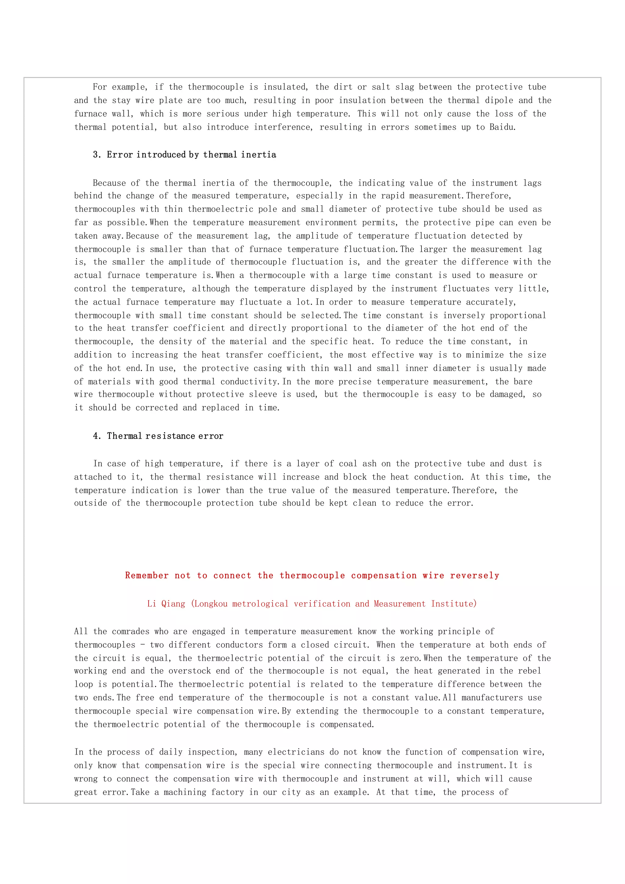 Thermocouple Temperature Measurement Principle And Common Faults Docx