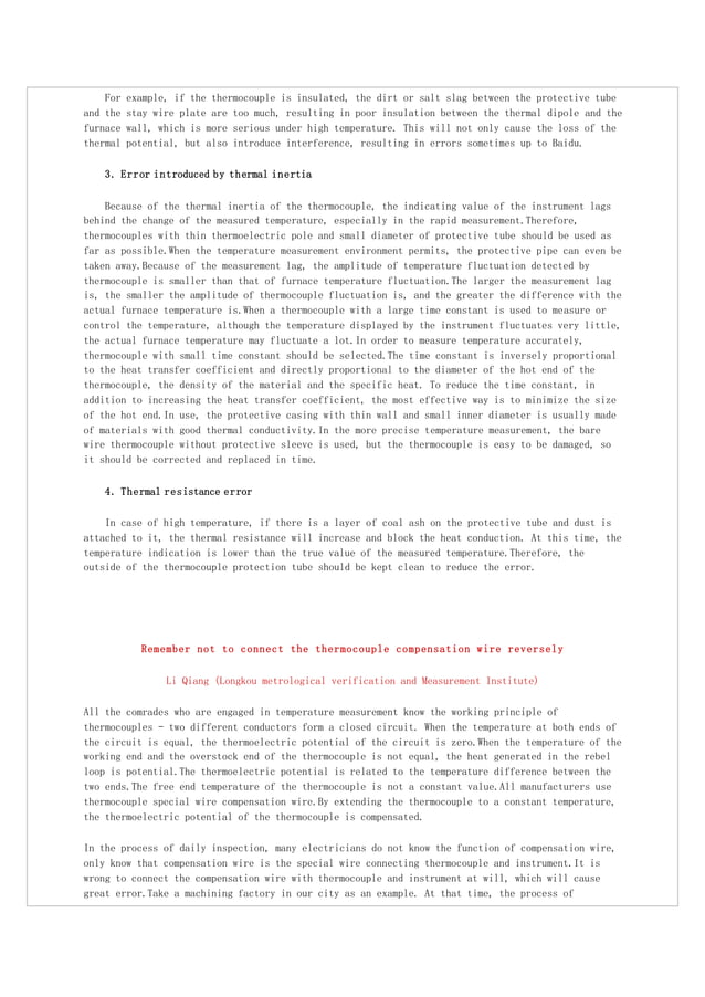 Thermocouple temperature measurement principle and common faults | PDF