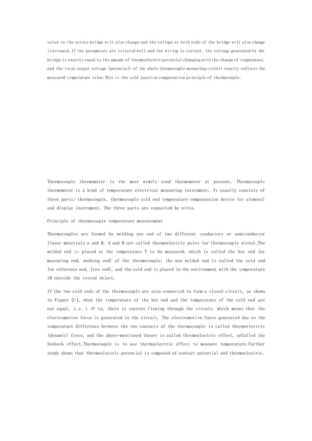 Thermocouple Temperature Measurement Principle And Common Faults Pdf