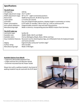 ThermoDesk ELITE Adjustable-Height Desk System - Installation and User ...