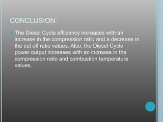 Thermodyamics: calculation of diesel cycle efficiency using EES ...