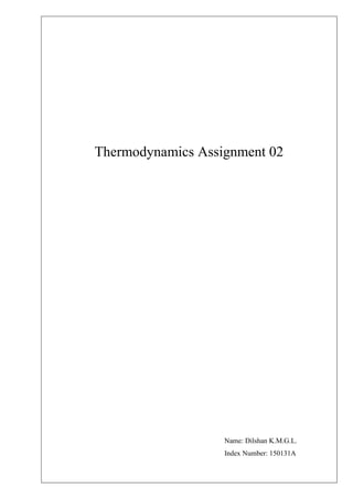 Thermodynamic assignment 2 | PDF