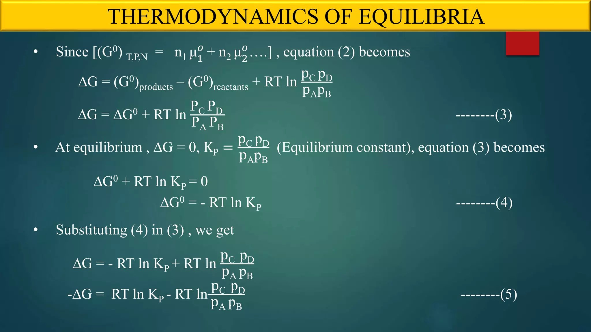 Thermodynamic of equilibria | PPTX