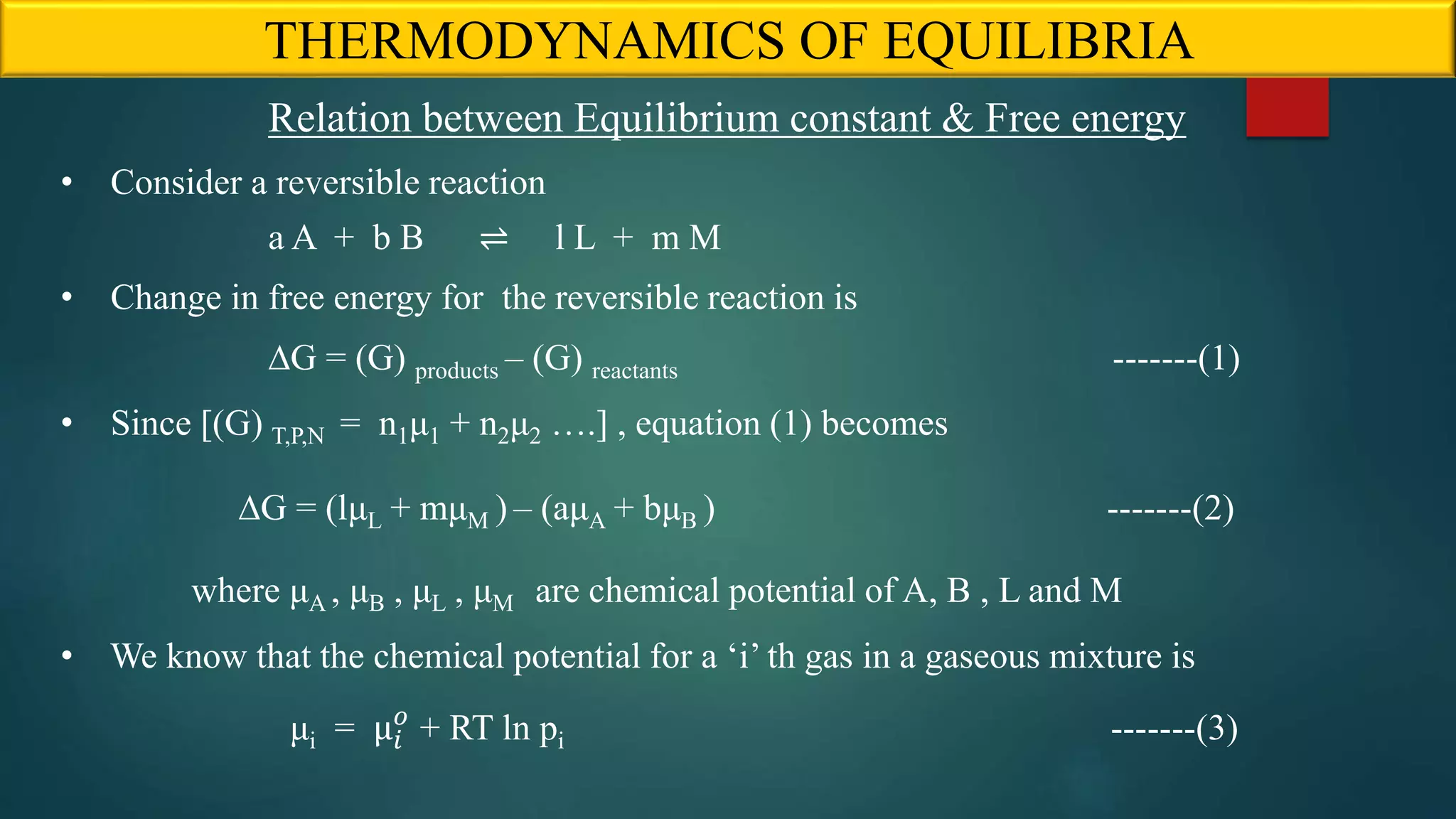 Thermodynamic of equilibria | PPTX