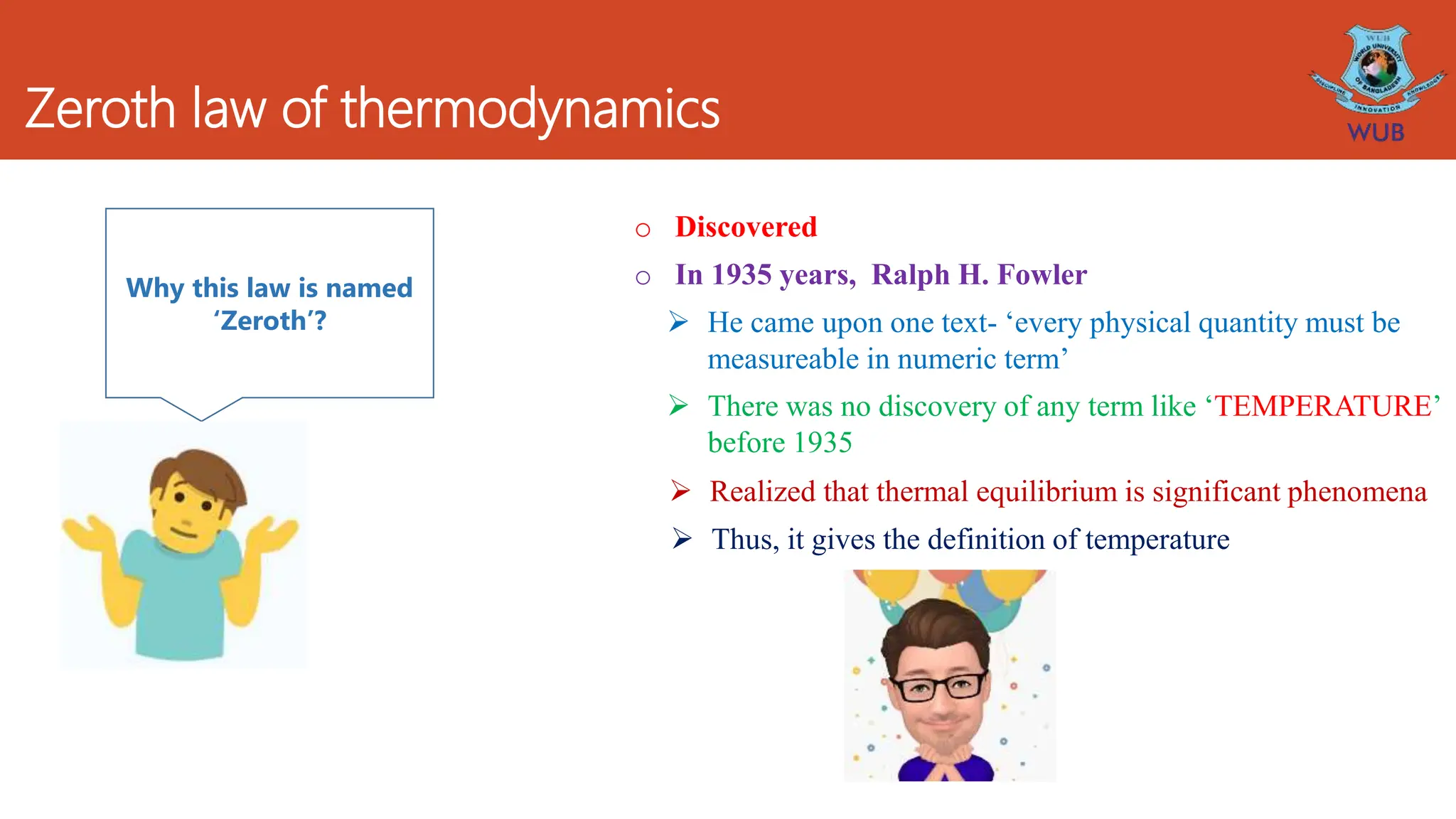 Thermodynamics zeroth law temperature first law | PPTX