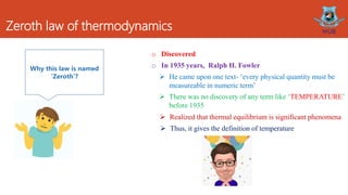 Thermodynamics zeroth law temperature first law | PPTX