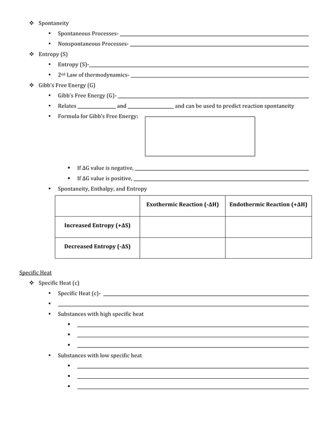 Thermodynamics and Kinetics Guided Notes | PDF