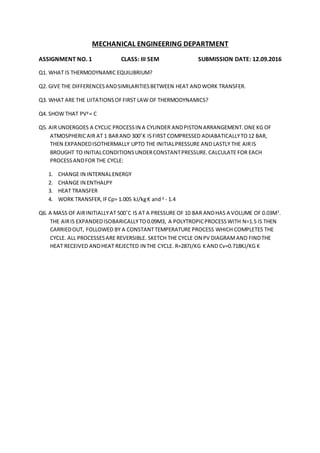 Thermodynamics assignment | DOCX